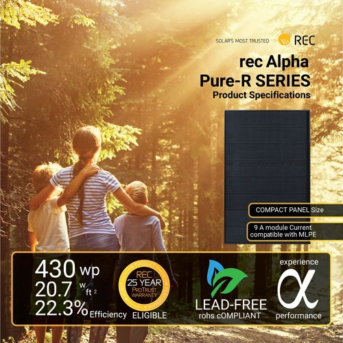 REC 420AA PURE-R BLACK Mono Solar Panel for High Efficiency Reliable ...