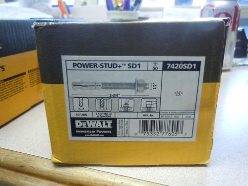 DEWALT 1/2" x 2-3/4" Power-Stud Carbon Steel Wedge Expansion Anchor ...