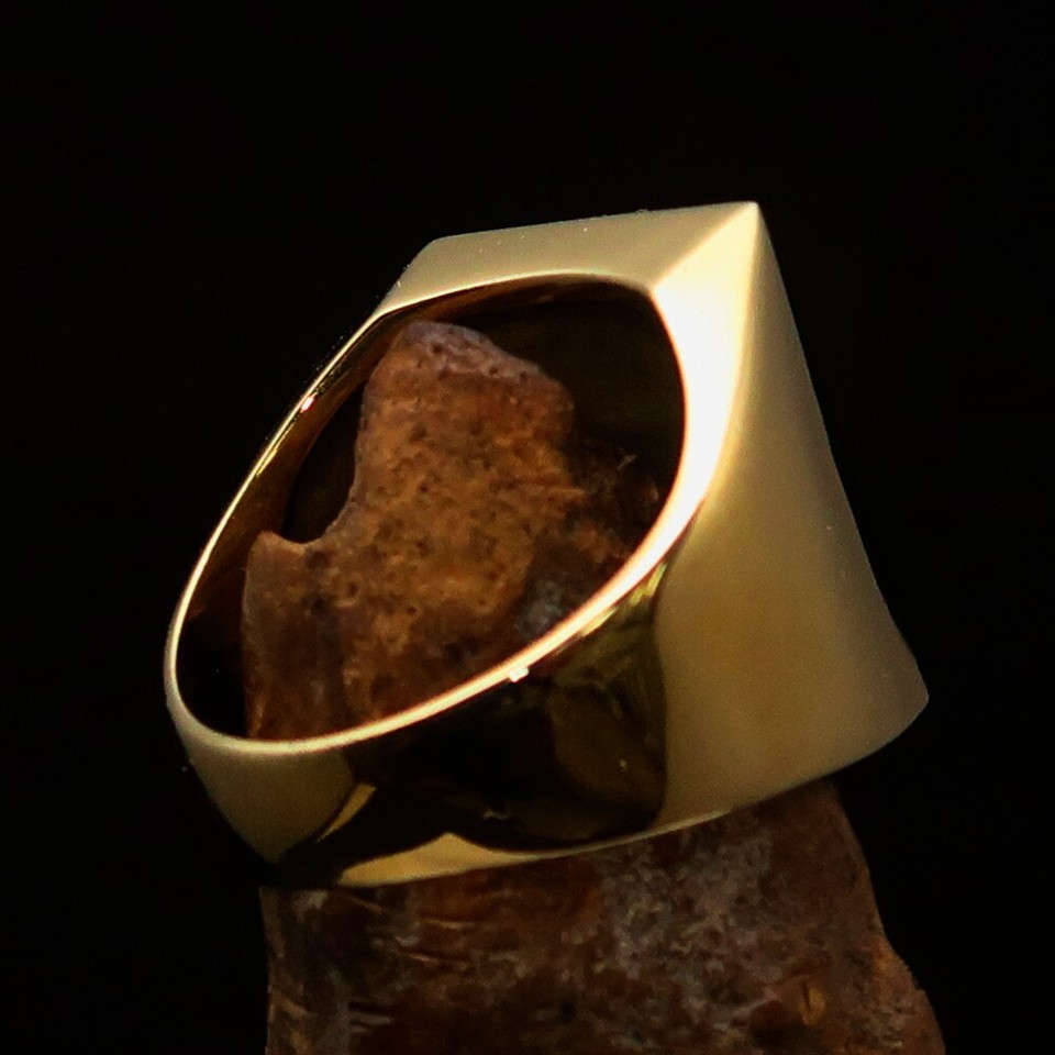 RECTANGLE SHAPED MENS BRASS BIKER RING GRIFFIN GREIF GRYPHON SEAL BLACK ...