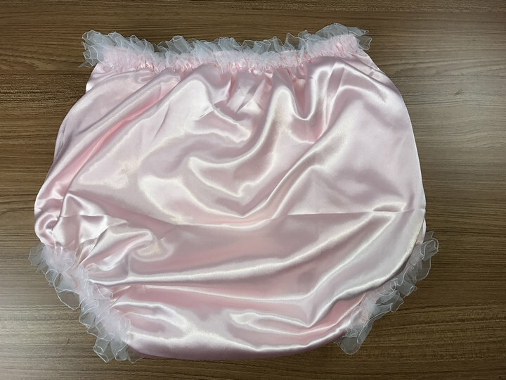 1 pcs* New Adult Sissy Satin Frilly Diaper Cover pants. Color Pink ...