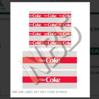 BIB LINE LABEL SET DIET COKE 25 PACK # CP021020 | eBay