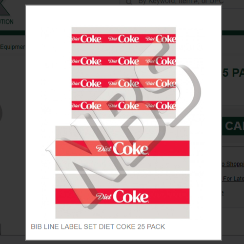 BIB LINE LABEL SET DIET COKE 25 PACK # CP021020 | eBay