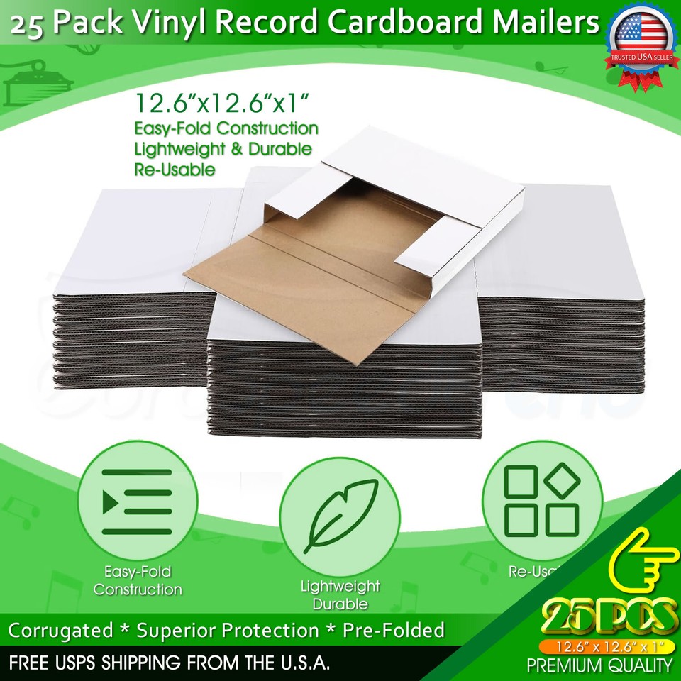 Vinyl Record Mailer LP White Shipping Boxes 12" Album Book Cardboard ...