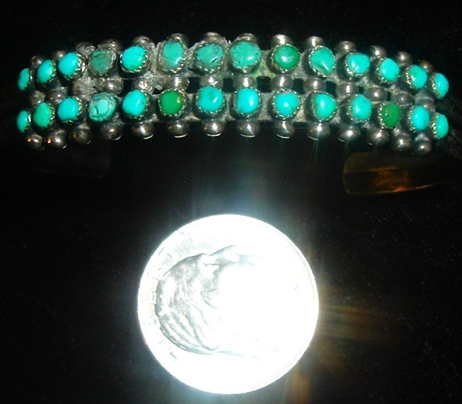 OLD ZUNI, STERLING SILVER & SNAKE EYE TURQUOISE CUFF BRACELET, HAND ...