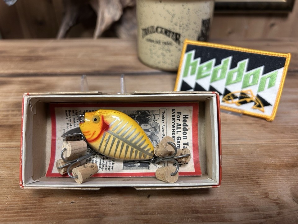 Vintage Heddon Punkinseed 730 XRY 1940's Wooden & Box Bass Fishing lure ...