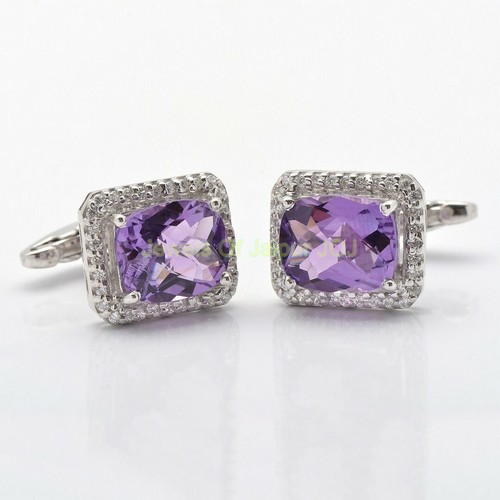 Handcrafted 925 Sterling Silver Amethyst Cufflinks for Men - Natural ...