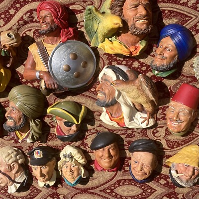 Bossons heads vintage English chalkware collectibles GIANT 18 piece lot ...