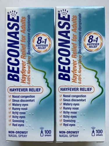 Beconase 8 In 1 Hayfever Relief Nasal Spray For Adults. 100 spray’s X 2 ...