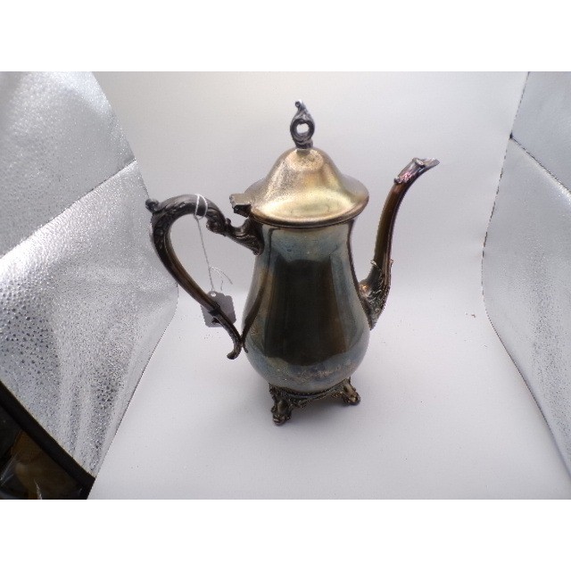 Vintage Silver Plated Footed Coffee Pot Teapot Server Ornate Handle ...