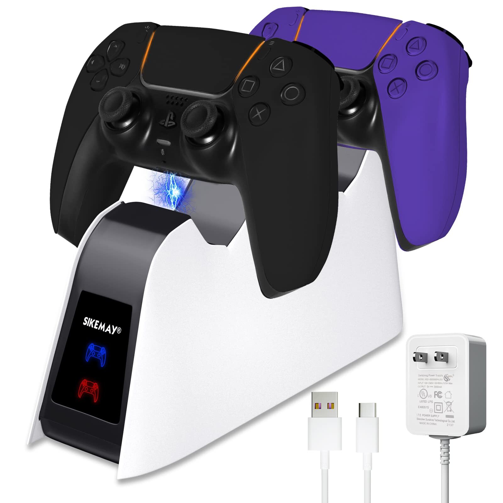 PS5 Controller Charger Station with Fast Charging AC Adapter PS5 ...