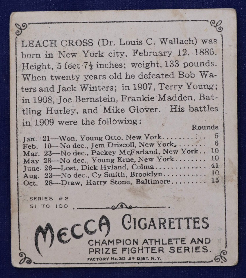 1910 T218 Mecca Champions #100 Leach Cross Boxing VGEX no creasing | eBay