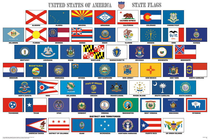 2x3 Set USA 50 States Plus US Terriroties (57 flags in all) Super ...