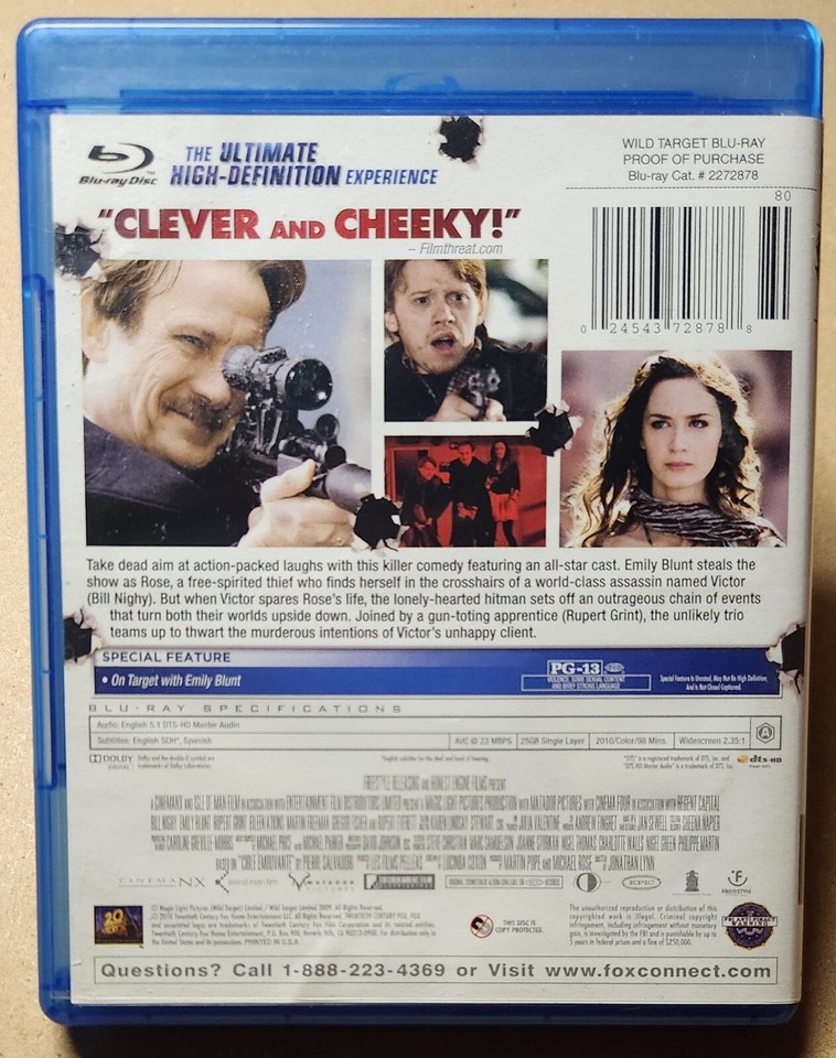 Wild Target-Blu Ray 2011 Emily Blunt Bill Nighy Rupert Grint ...