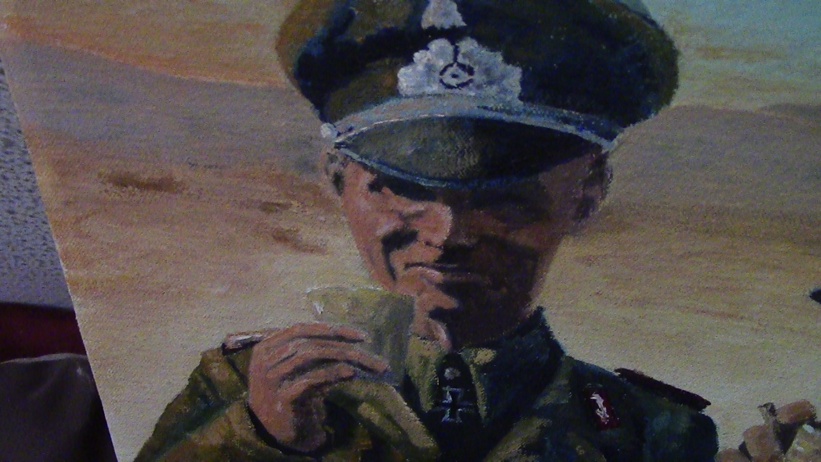 World War 2 Oil on Canvas "Rommel". Size 14 by 11.Signed Lower Right ...