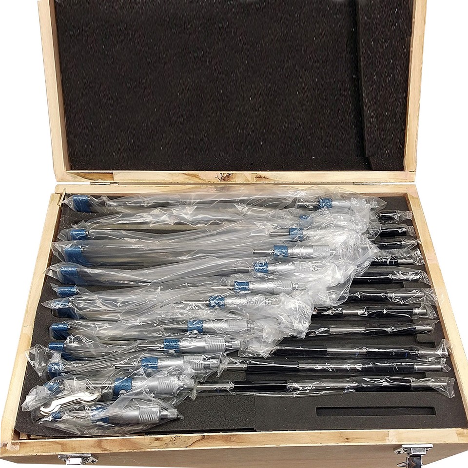 HFS(R) 12Pc 0-12"X0.0001" Premium Outside Micrometer Set Metal Frame ...