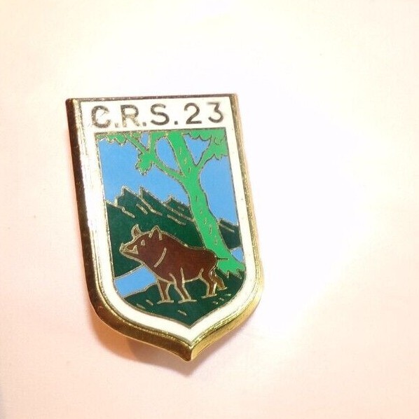 Insigne Badge POLICE Obsolète CRS 23 émail ORIGINAL drago sanglier ...