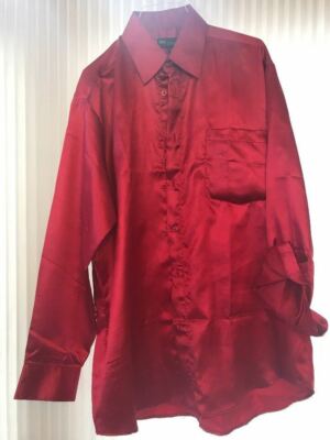 Mens Shirt (16-16.5 34/35) Milano Moda Red Long Sleeve Ships N 24h | eBay
