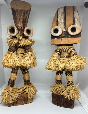 Vintage African dolls Set of 2 dolls Wood Rope Straw Ethnic tribal | eBay