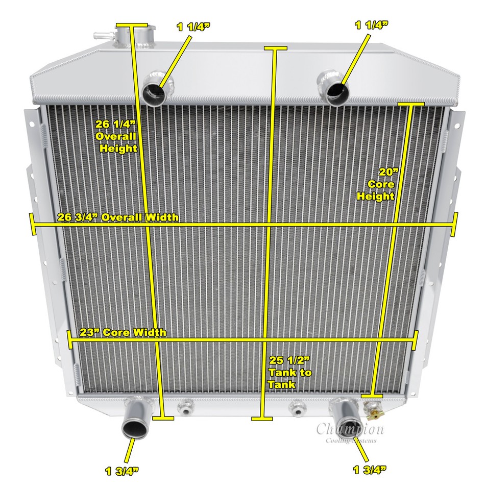 3 Row Performance Champion Radiator for 1953 54 55 1956 Ford Truck ...