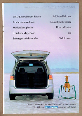 2002 Vintage Honda Odyssey Print Ad A Minivan Only Better DVD System | eBay