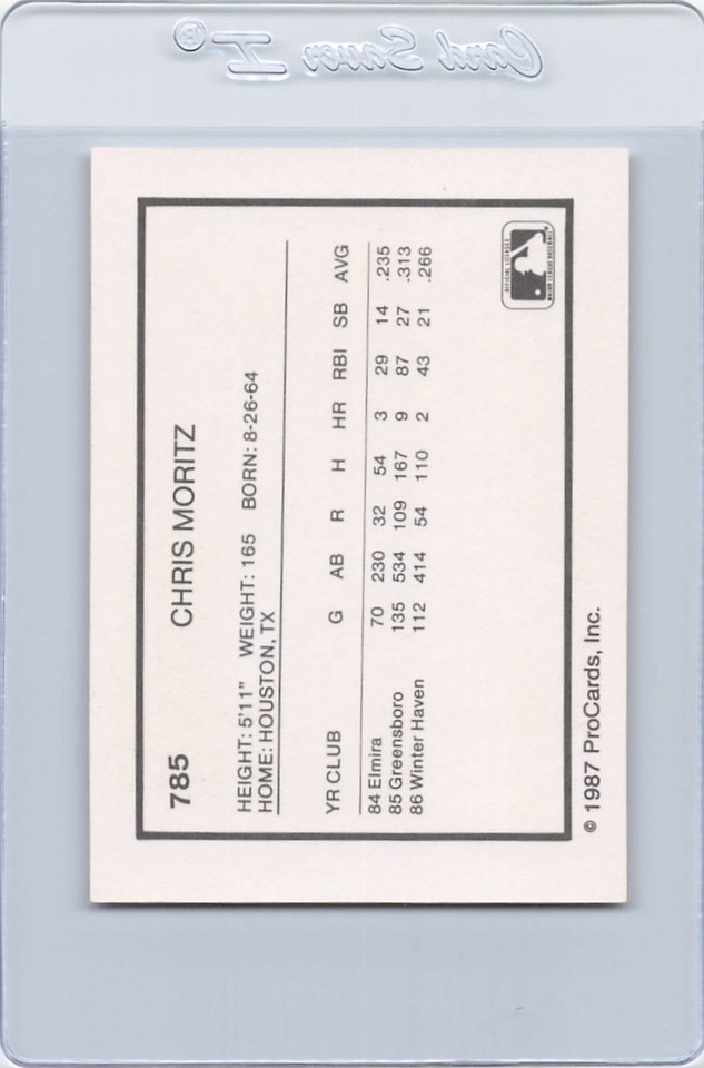 1987 Pro Cards #785 Chris Moritz New Britain Red Sox Signed Auto *K2891 ...