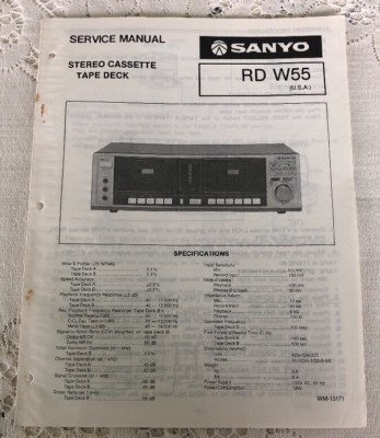 SANYO RD W55 (USA) CASSETTE TAPE DECK ORIGINAL SERVICE MANUAL SCHEMATIC ...