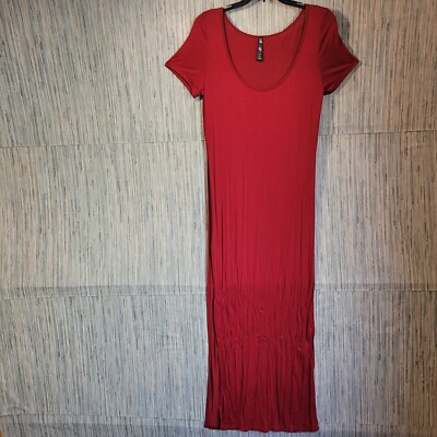 NWT RNB Rich and Beautiful Red Shirt Dress Short Sleeve Long Slit Sides ...