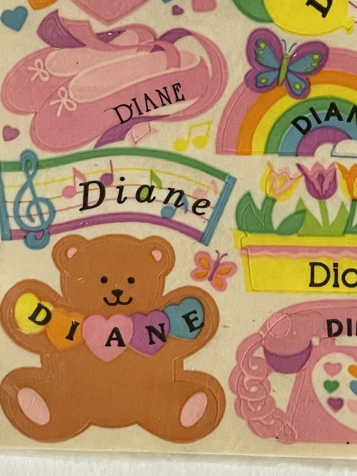 Vintage Sandylion One Sheet of Stickers 1988 Namedroppers Diane NOS | eBay