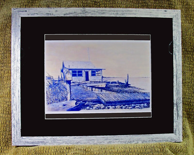 SHACK ON BAY Framed Print 12"x15, Matted/NoteCard, Original Art by ...