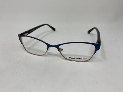 MARCHON NYC EYEGLASSES FRAME M SURREY 412 51/16/135 BLUE GOLD FLEX ...