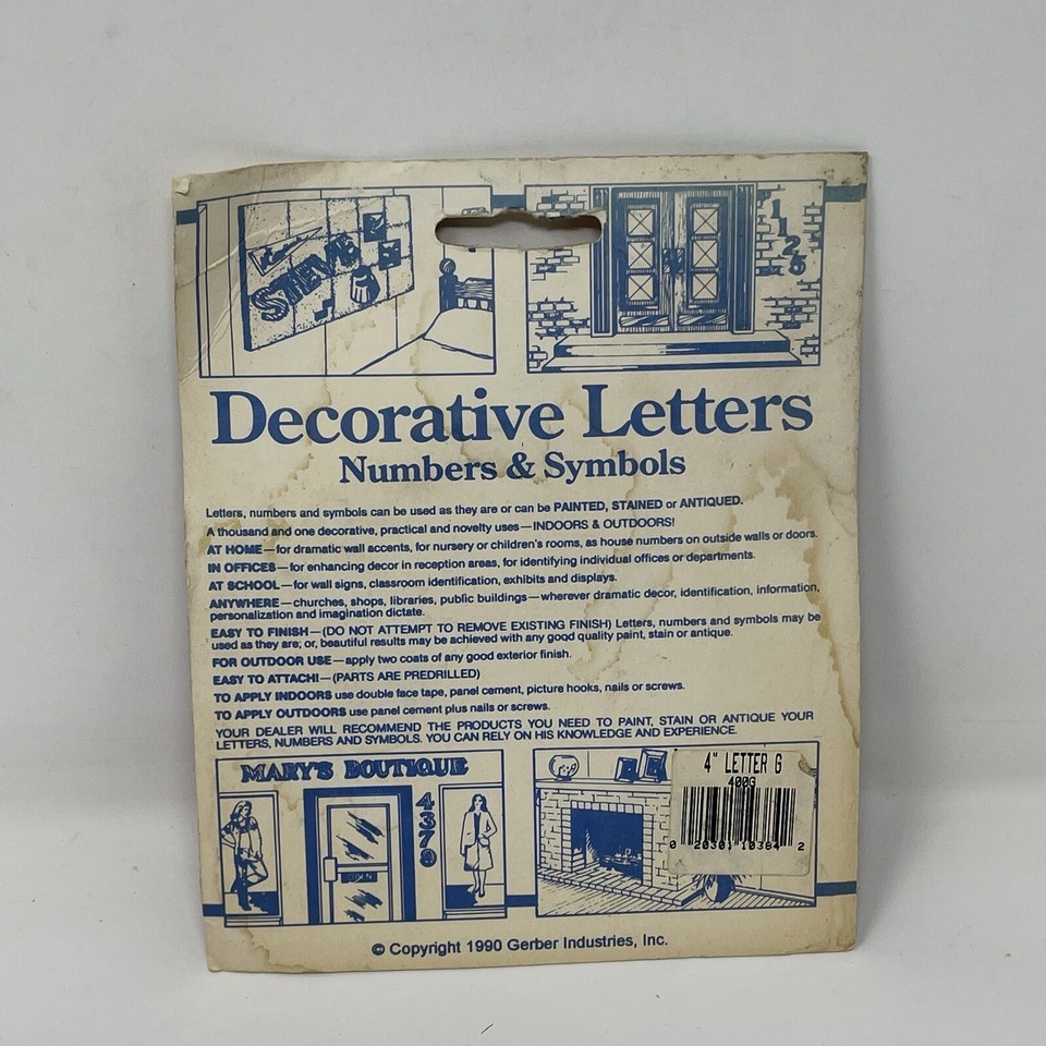 Vintage 4" Decorative Letters,Gerber ,Wood Grain, G | eBay