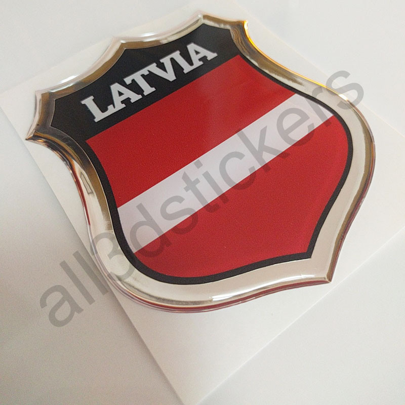 Sticker Latvia Emblem 3D Resin Domed Gel Latvia Flag Vinyl Decal Car ...
