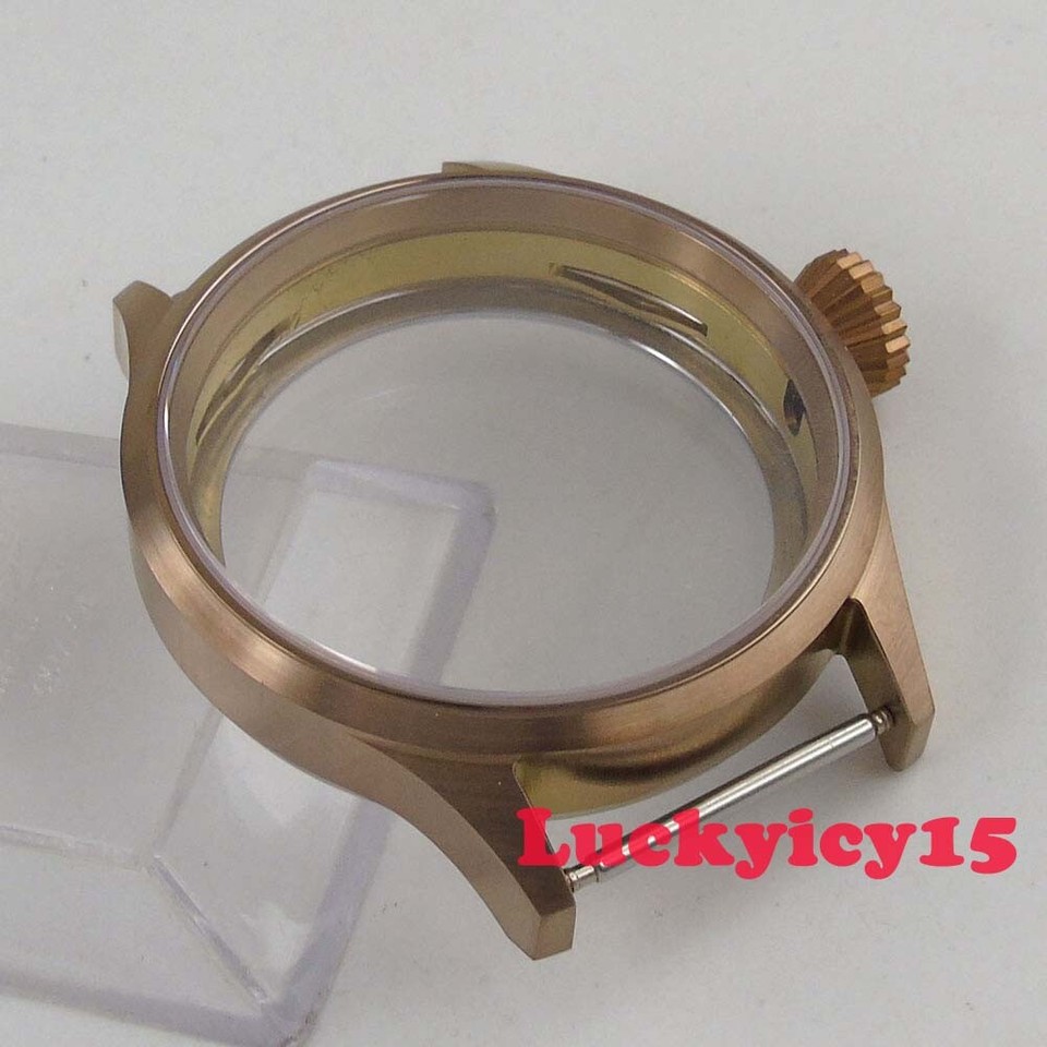43mm Bronze coated watch case fit ETA 6497 6498 movement sapphire glass ...