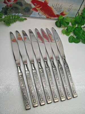 8 S.S.S. by Oneida MIDNIGHT Stainless Steel HH Dinner Knives EXCELLENT ...