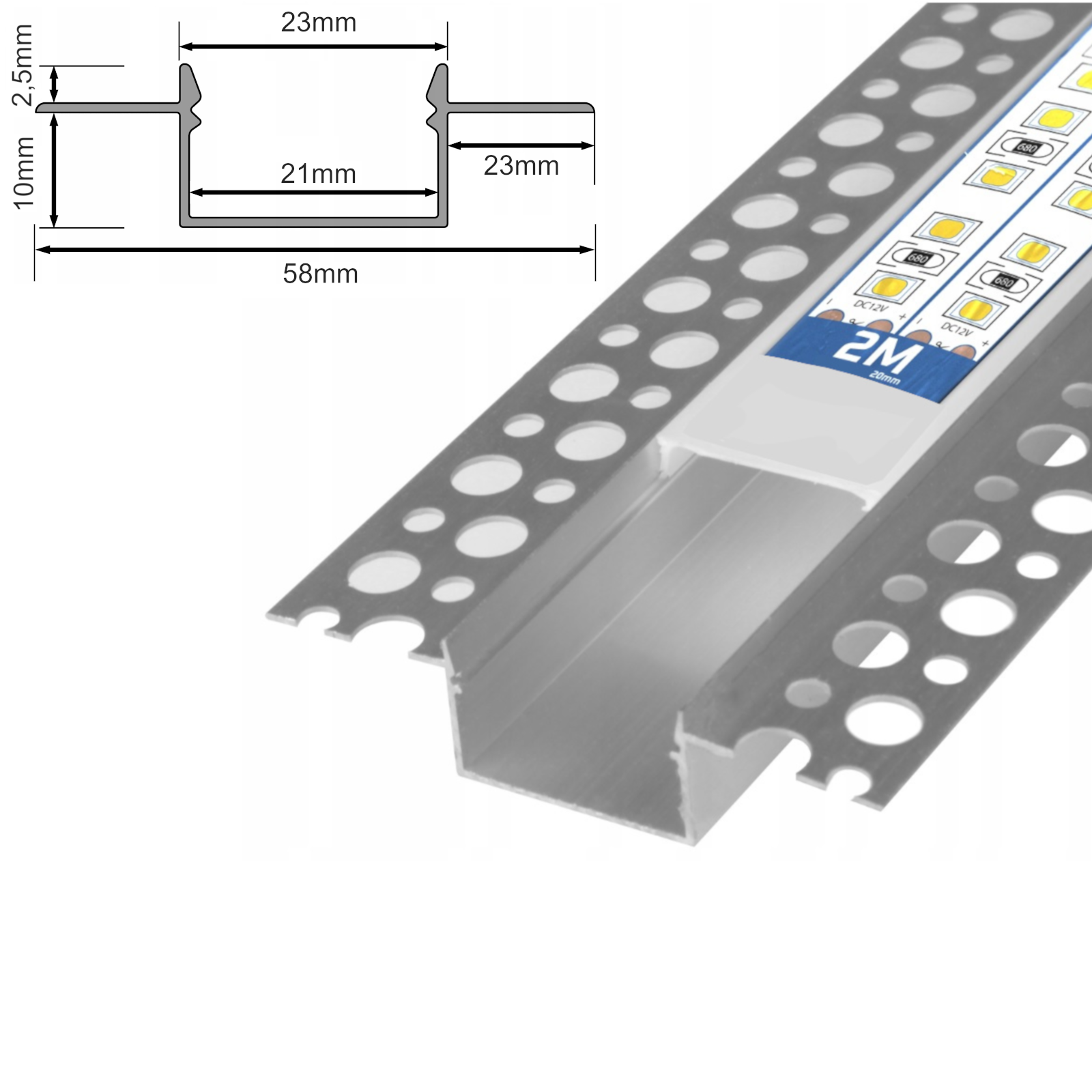 LED Aluminium Profil Trockenbau Unterputz Leiste Rigips 2M Lang LED ...