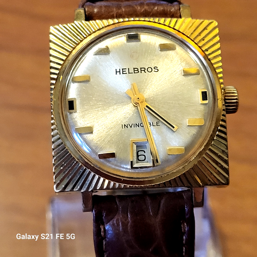 Vintage Helbros Invincible watch date window in excellent working ...