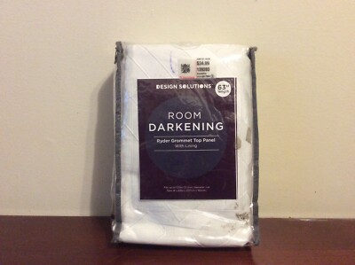 Design Solutions Room Darkening Ryder Grommet Curtain Panel White 63 ...