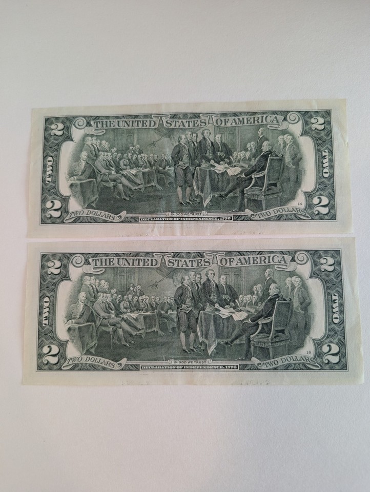 USA Two 2017-A $2 Dollar Bills, Sequence Serial Numbers, Uncirculated ...