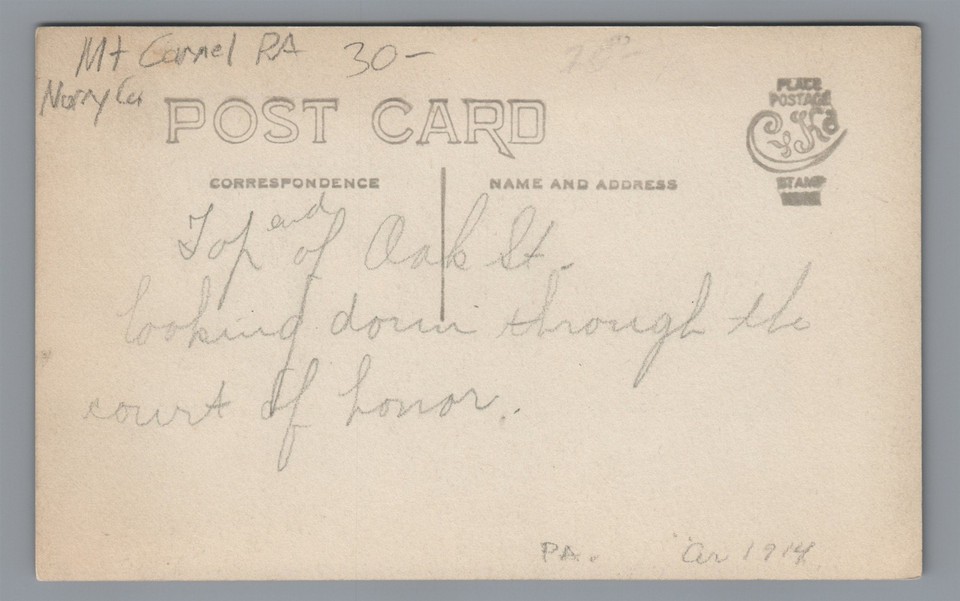 RPPC Main Street Mount MT CARMEL PA Northumberland County Real Photo ...