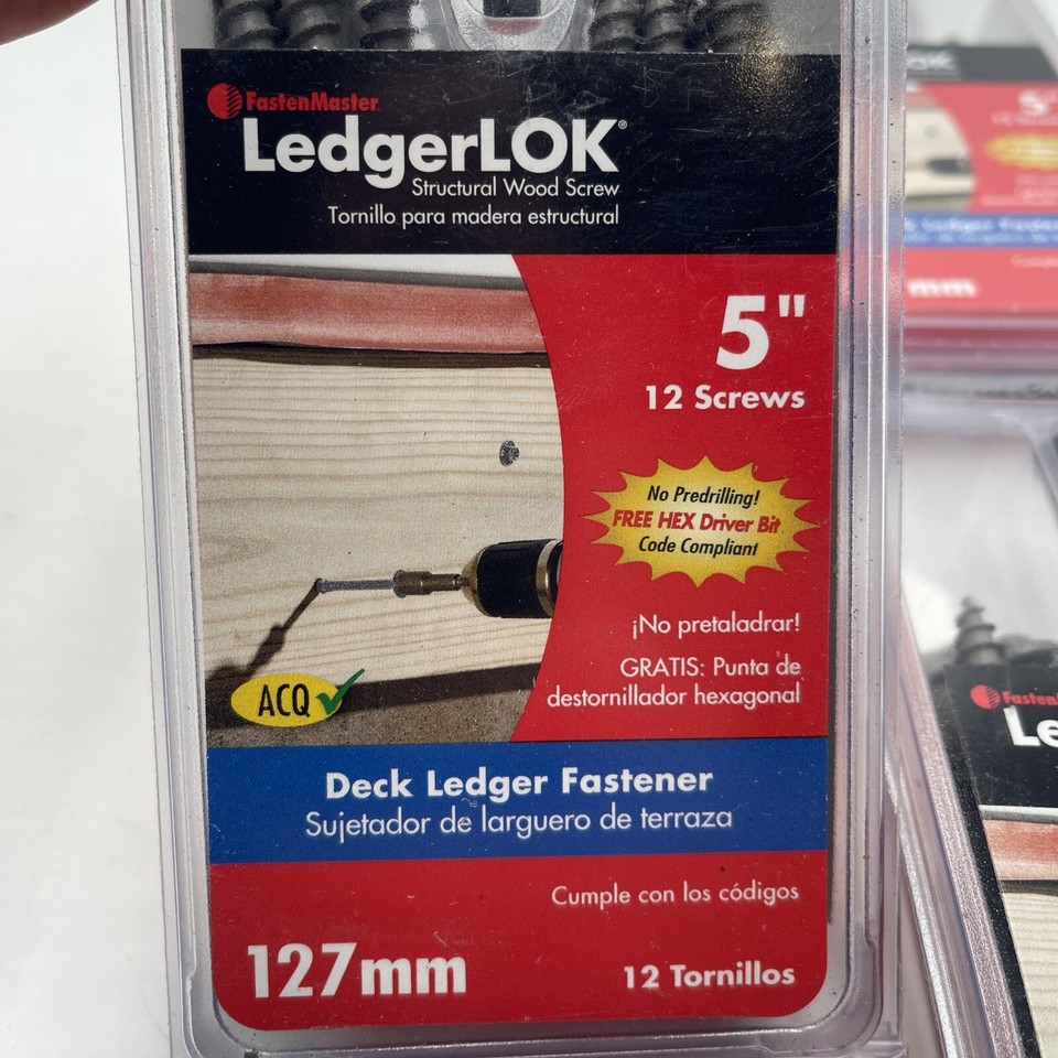 FastenMaster FMLL005-12 LedgerLOK Deck Ledger Fastener 5” 4bx-12 Screws ...