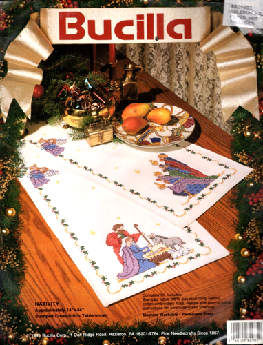 NATIVITY Table Runner, Bucilla Stamped Cross Stitch Fabric | eBay