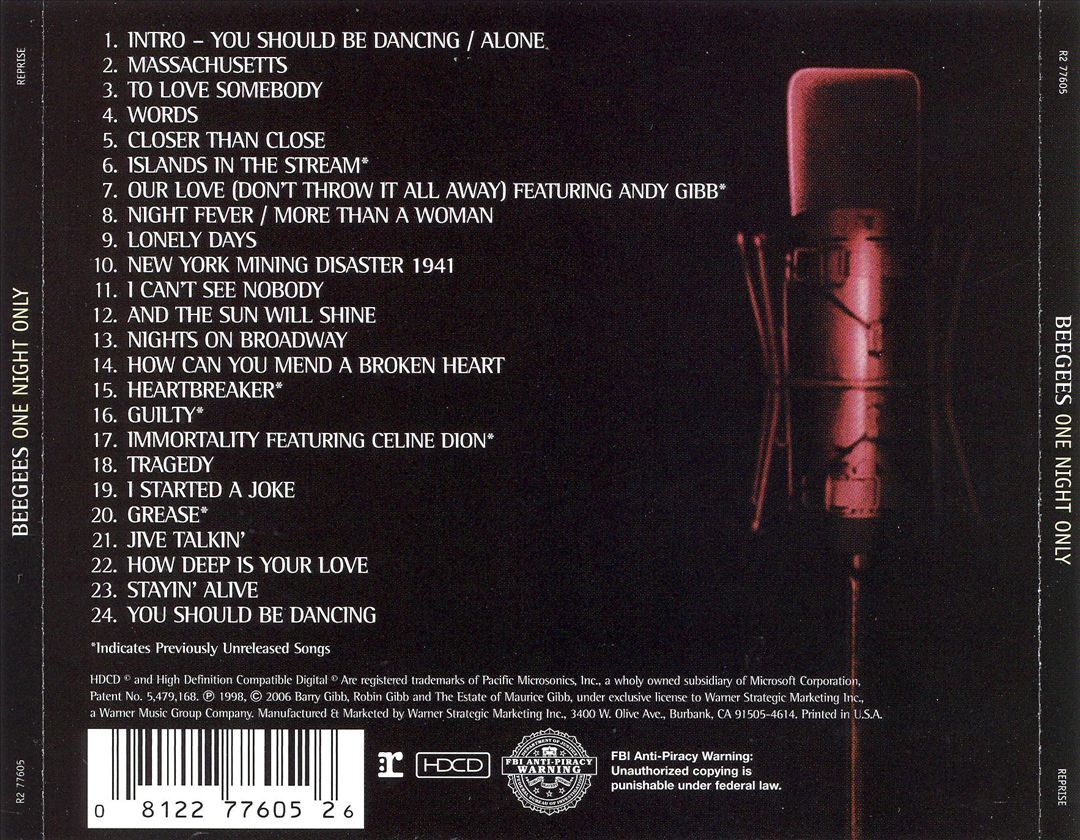 BEE GEES ONE NIGHT ONLY NEW CD 731455922028| eBay