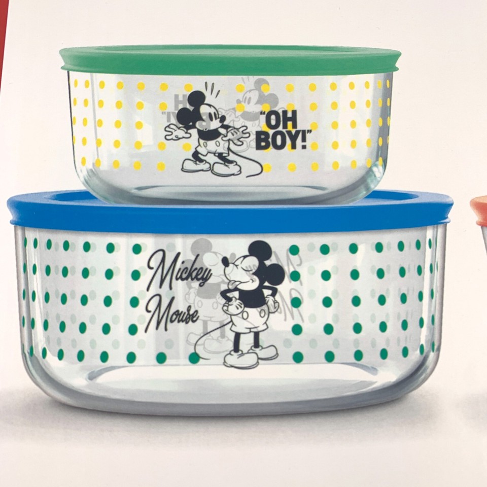 Pyrex Disney Mickey Mouse 8 pc. Set Glass Food Storage Containers with ...