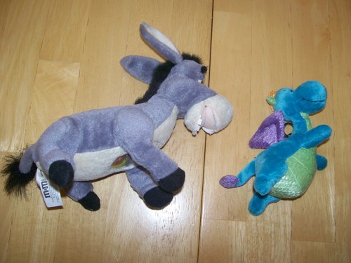 Lot 2 VTG Small Shrek Plush Dolls Toys Candy Filled Keychain Donkey ...