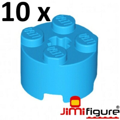 NEW 10 x LEGO Brick Round 2x2 with Axle Hole Dark Azure 3941 Genuine ...