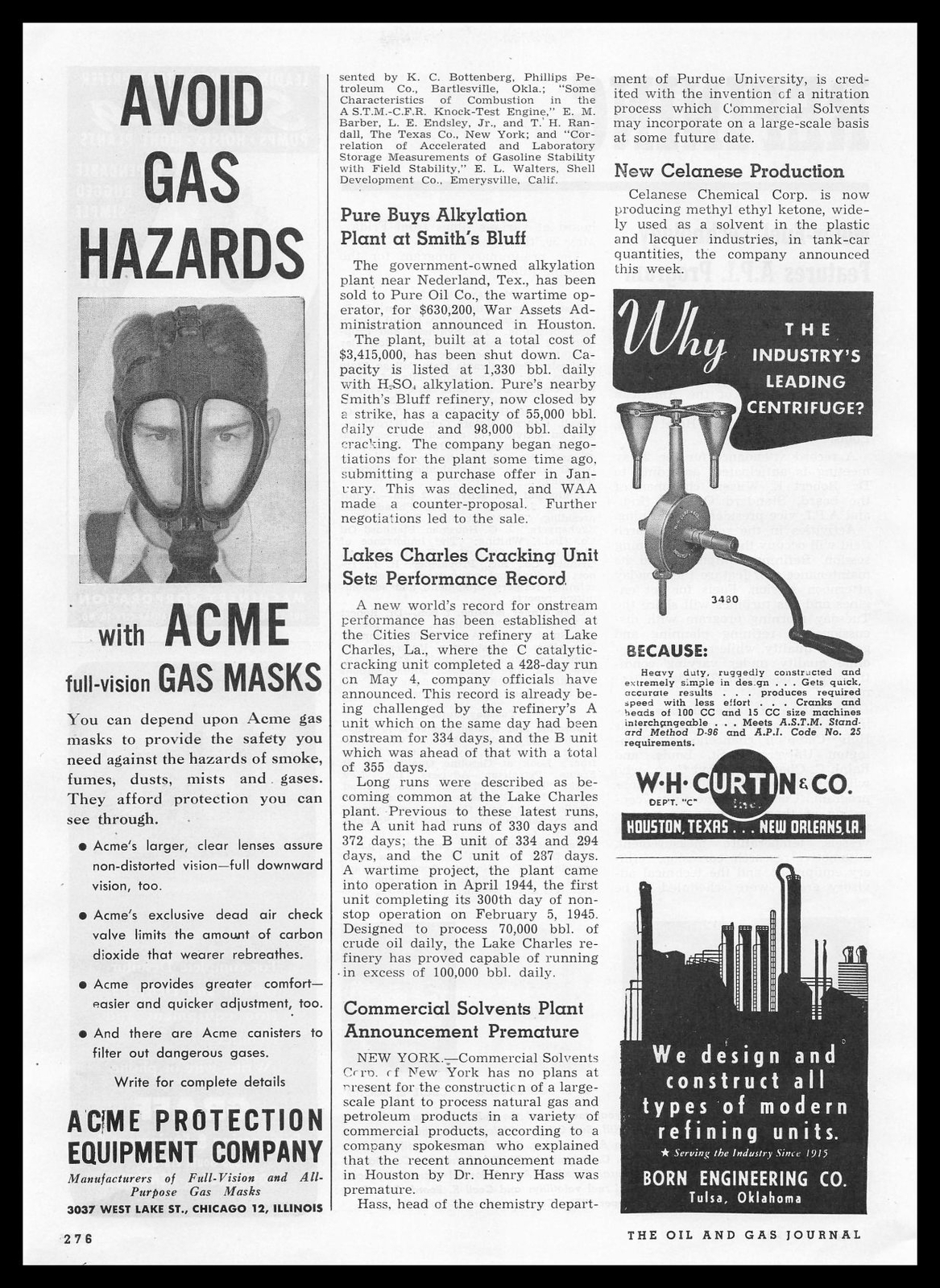 1947 Acme Protection Equipment Company Chicago Gas Mask Vintage Print ...