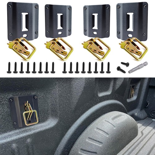4x Truck Bed Tie Down Anchors E Track Port Plates &D-Rings for Ford ...