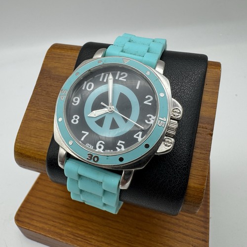Blue BORA PEACE SIGN WATCH SILICONE BAND STAINLESS STEEL | eBay