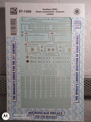 MICROSCALE DECALS #87-1409 HO SOUTHERN STEAM LOCO CRESCENT LIMITED ...