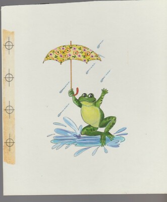 YOU'RE FEELING BETTER Frog Jumping in Puddle 7x8" Greeting Card Art # ...